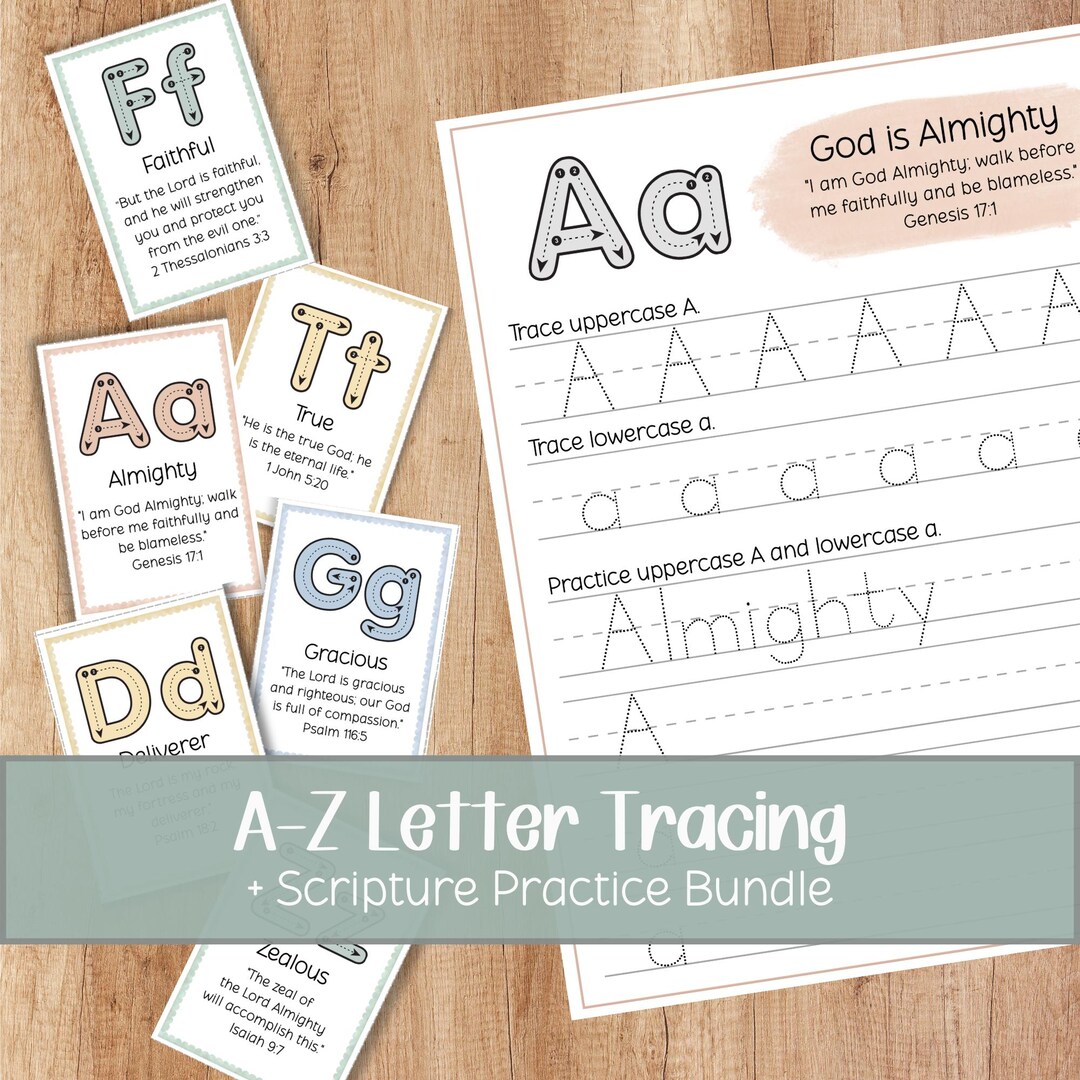 A-Z Scripture Handwriting Practice Bundle: Kids Christian Homeschool ...