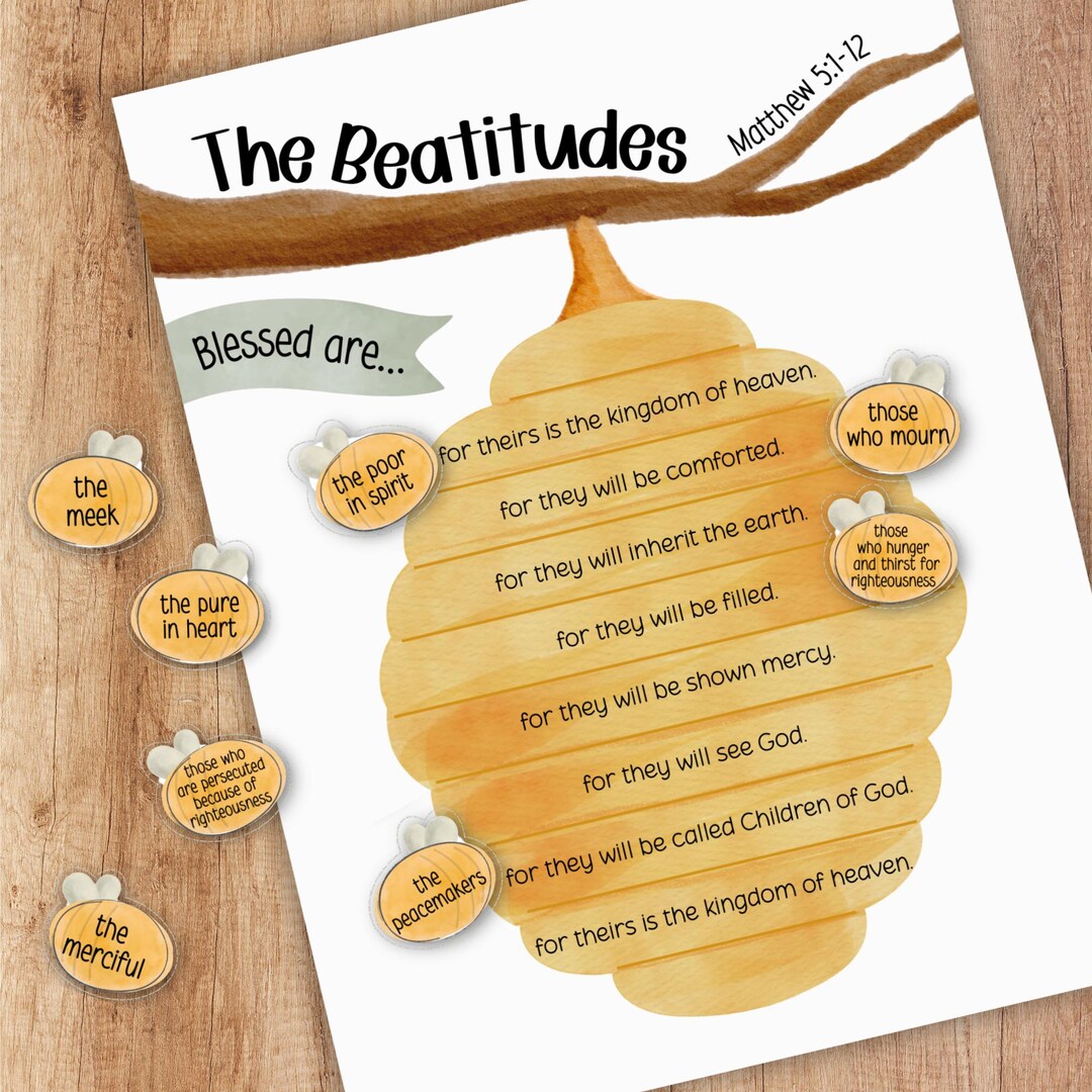 Beatitudes Activity for Kids | Bee Themed Bible Craft | Christian ...