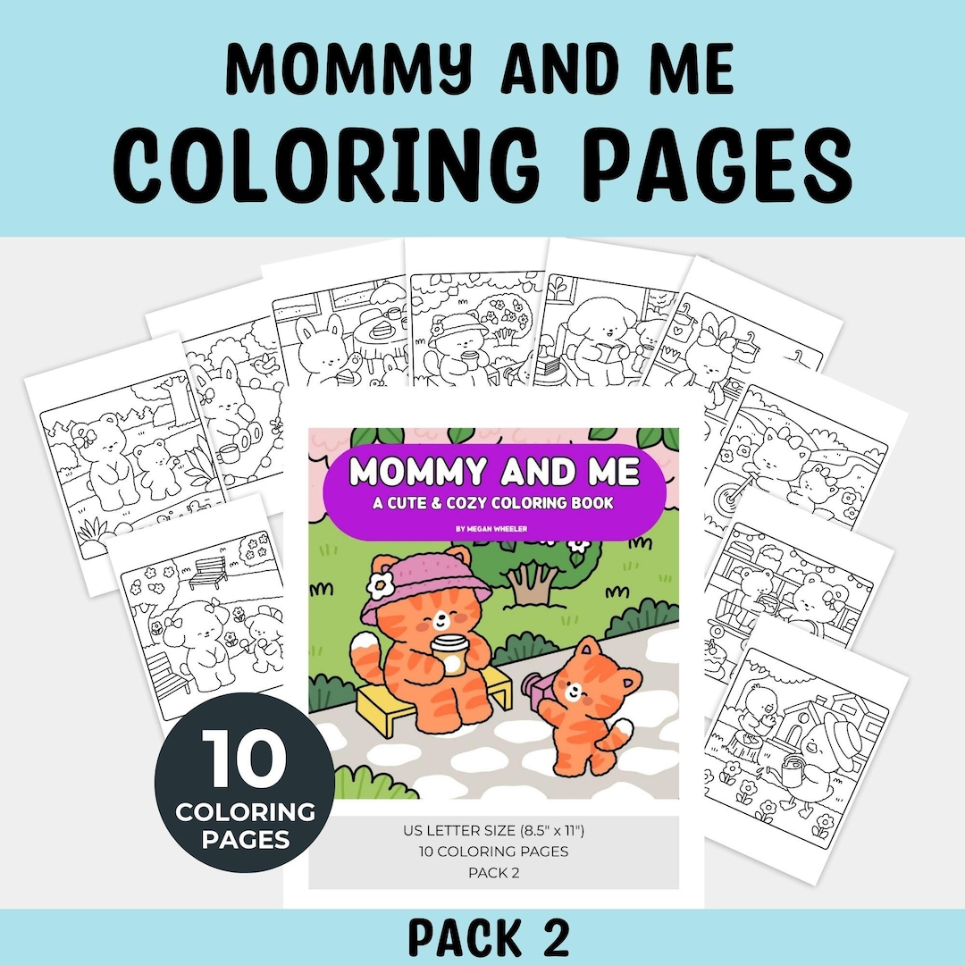 Mommy and Me Coloring Pages, Cute and Cozy Designs, Printable Family ...