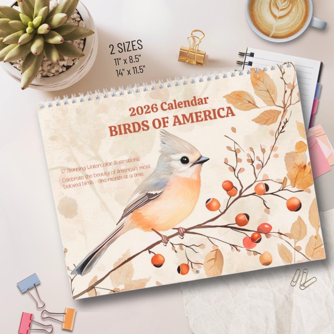 2026 Birds of America Calendar, Illustrated Watercolor Bird Wall Art ...