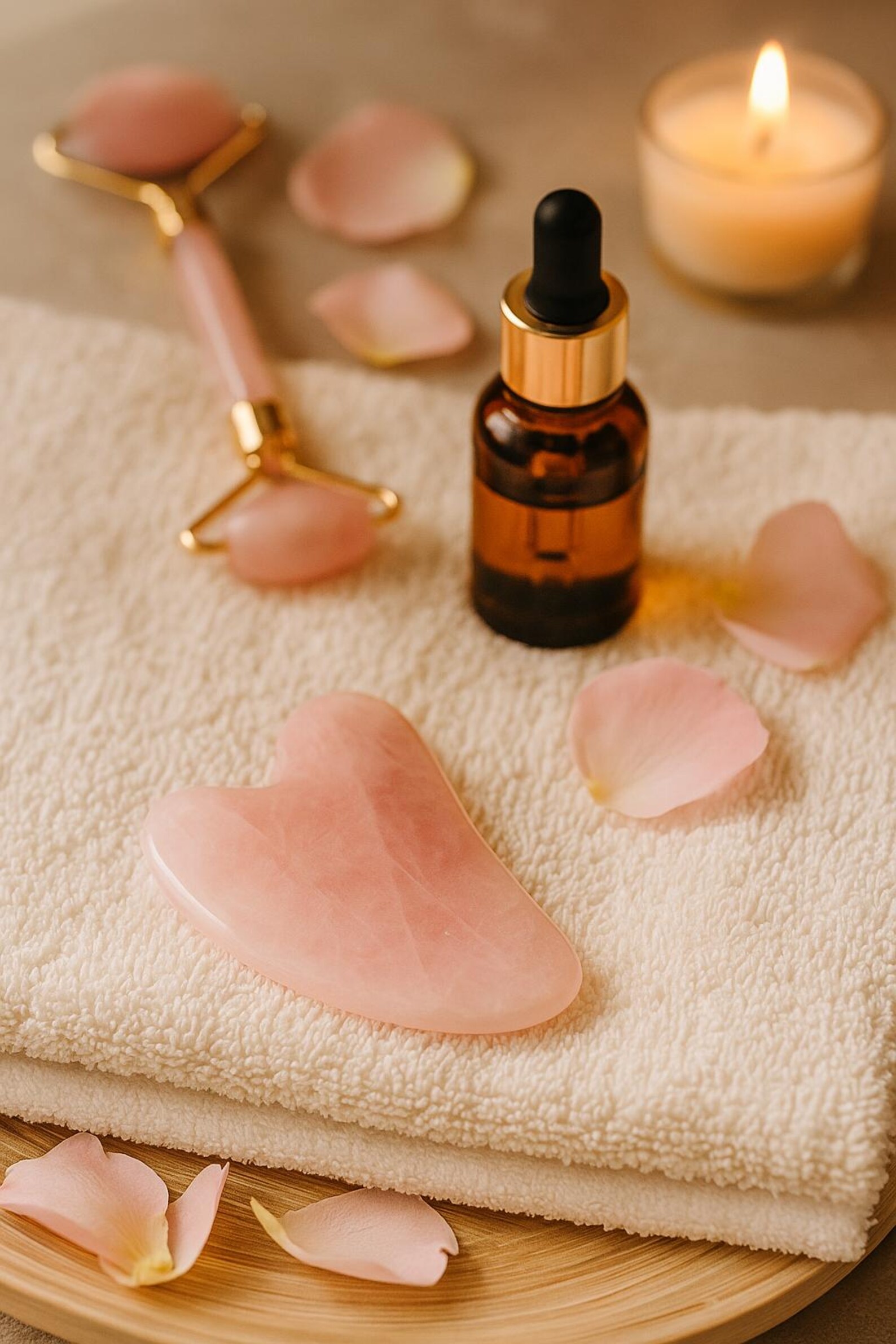 Rose Quartz Gua Sha Tool – Natural Crystal Face Massage – Anti-aging ...