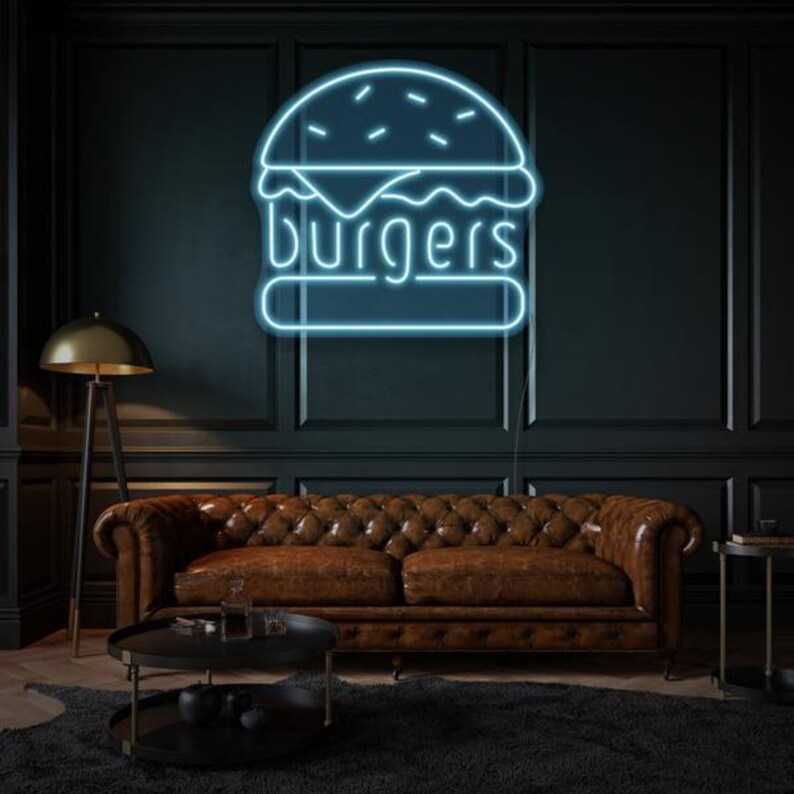 Burgers LED Neon Sign | Hamburger Neon Light | Fast Food Restaurant ...