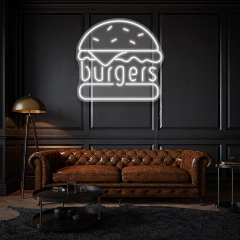Burgers LED Neon Sign | Hamburger Neon Light | Fast Food Restaurant ...