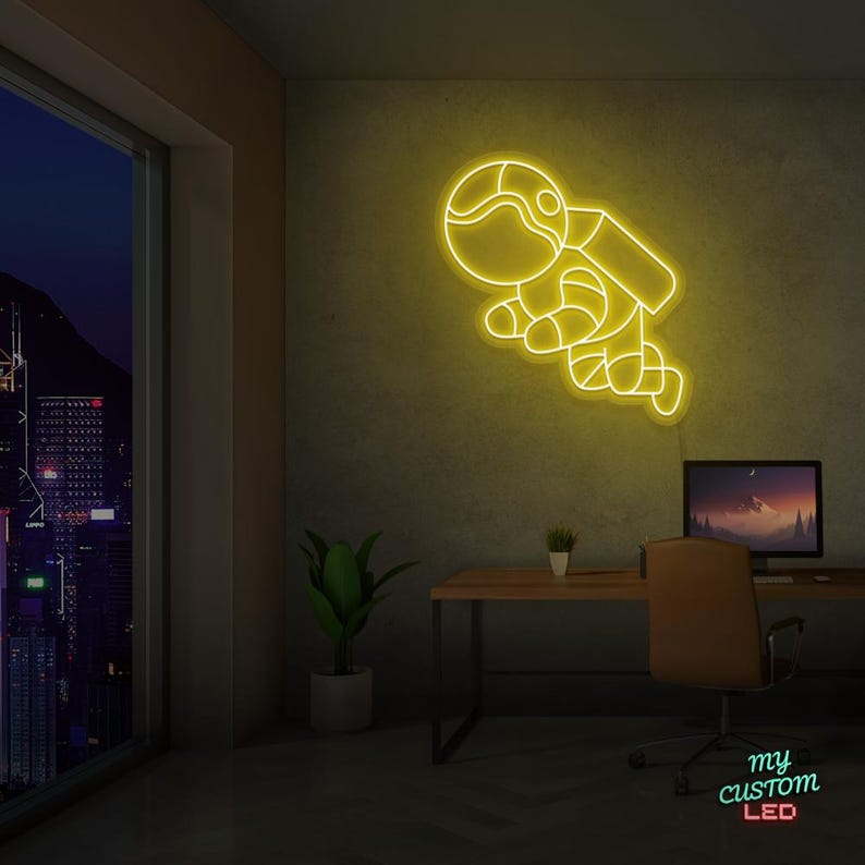 Astronaut LED Neon Sign | Outer Space Wall Art | Galaxy Room Decor ...