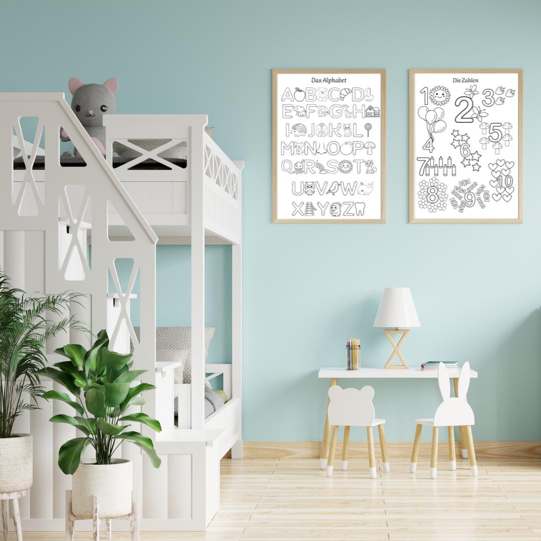 Numbers 1-10 Coloring Page, Learn Numbers Through Painting, DIN A4 A3 ...