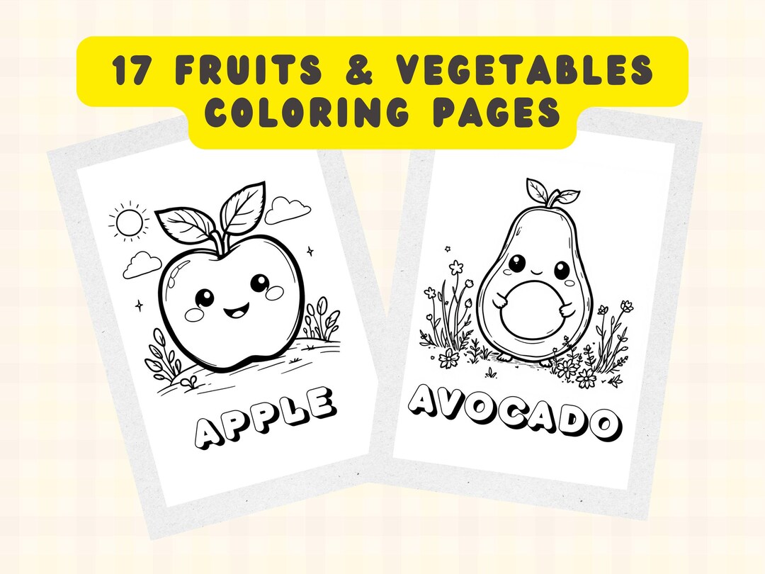 Fruits & Vegetables Coloring Pages: Educational Kids Activity (PDF ...