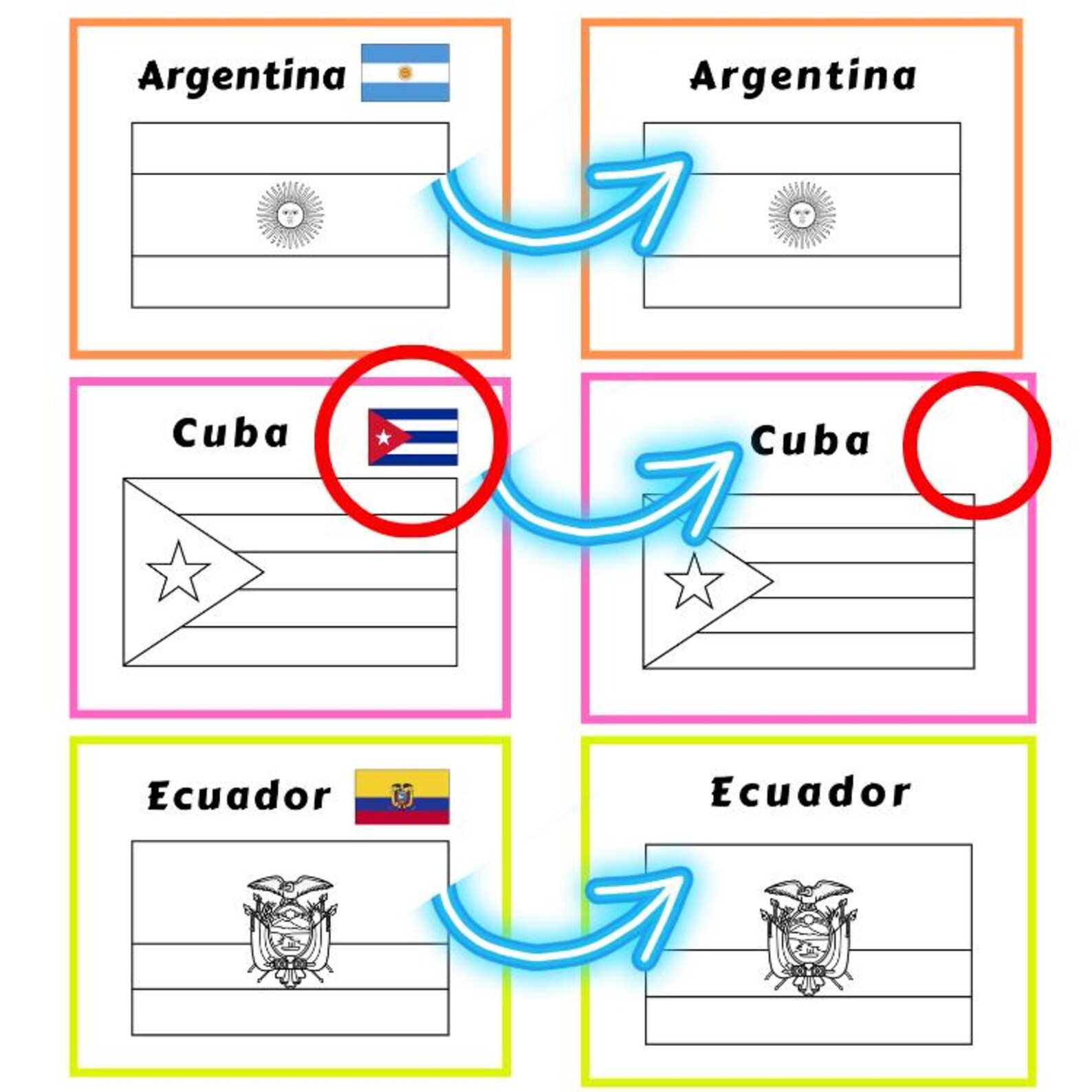 Hispanic Heritage Month Flags Coloring Sheets | Spanish Speaking ...