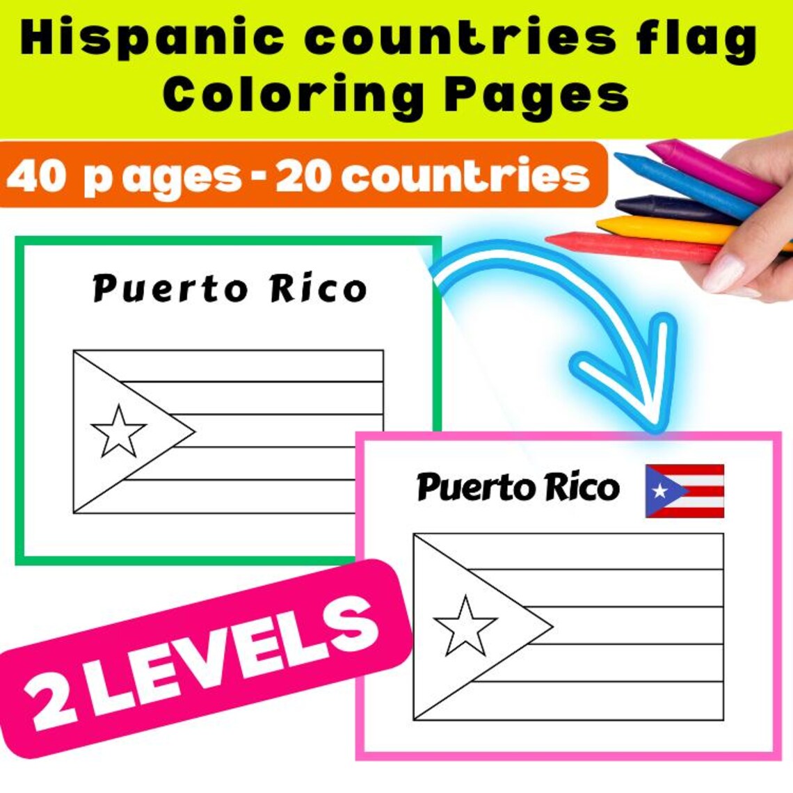 Hispanic Heritage Month Flags Coloring Sheets | Spanish Speaking ...