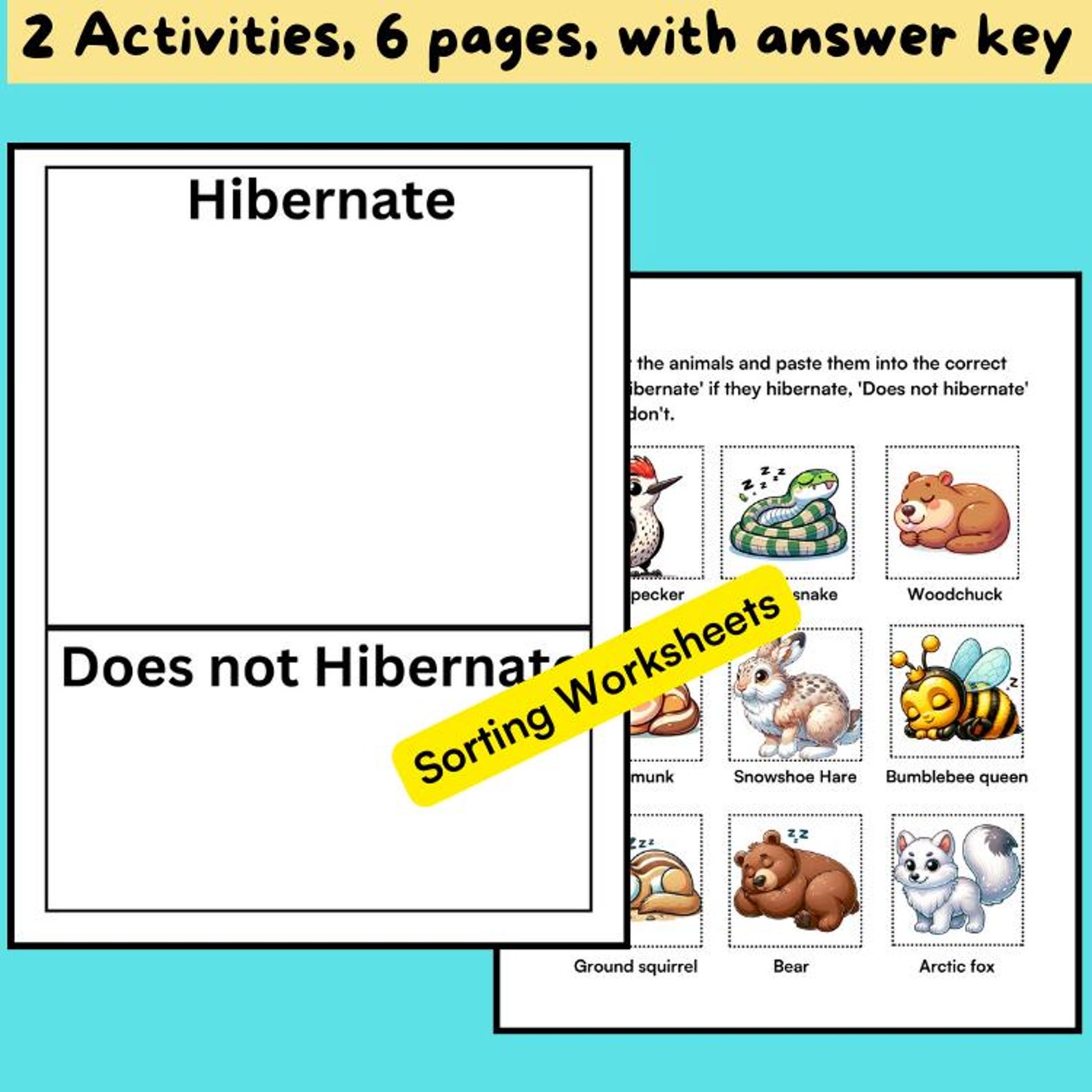 Hibernation Craft and Sorting Activities | Hibernating Bear | Animals ...