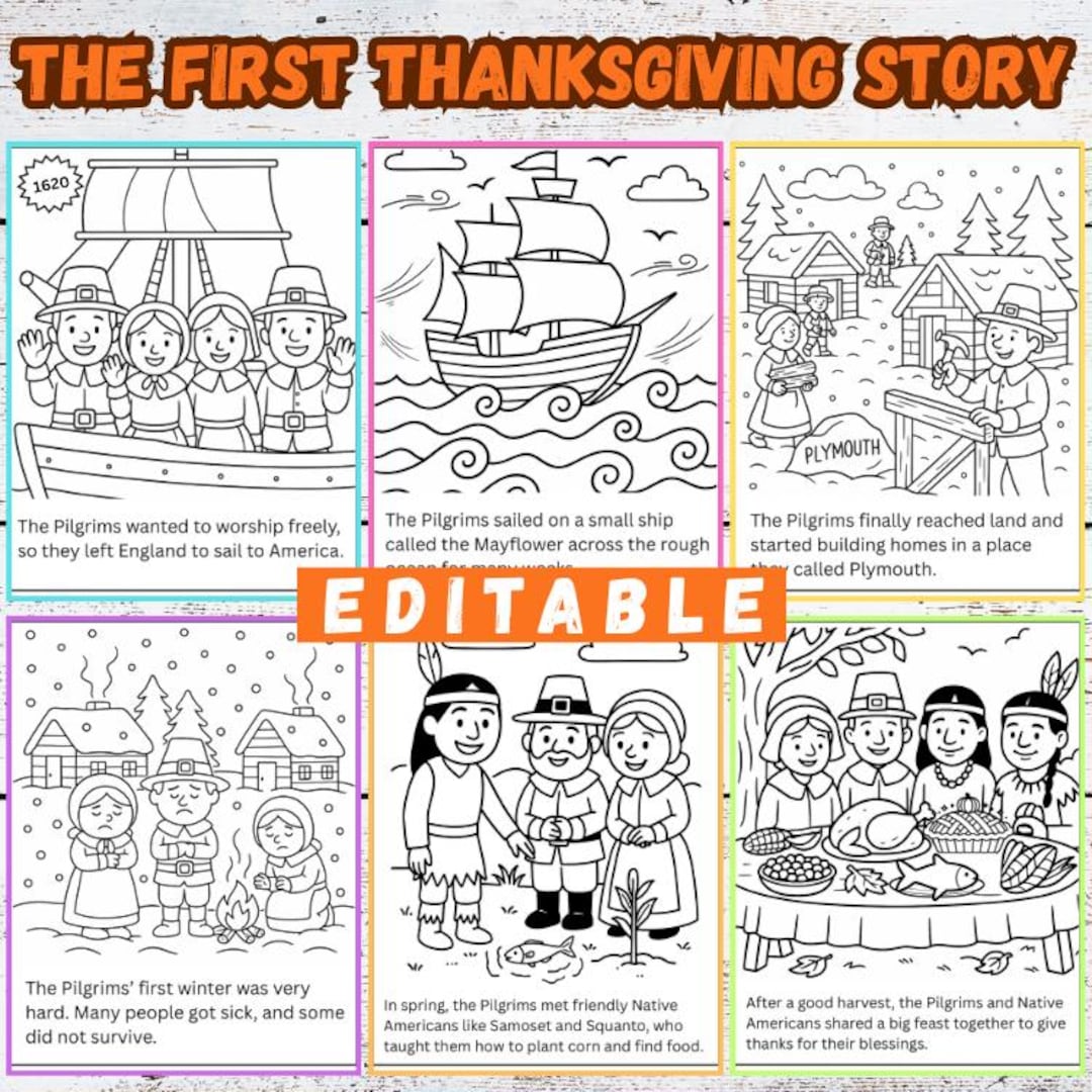 The First Thanksgiving Story Coloring Pages | November Read Aloud ...