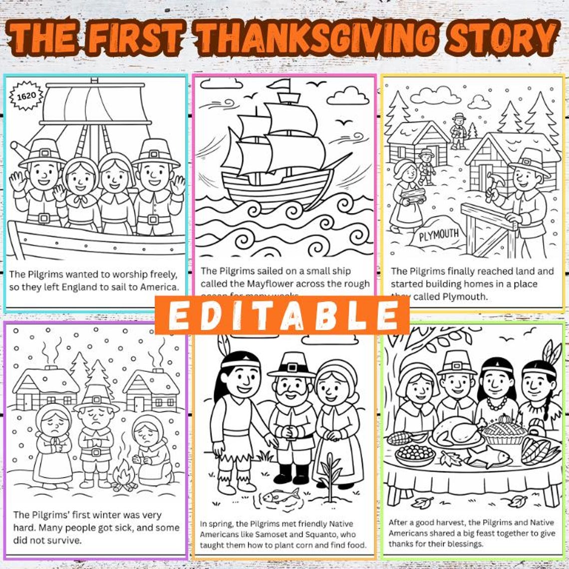 The First Thanksgiving Story Coloring Pages | November Read Aloud ...