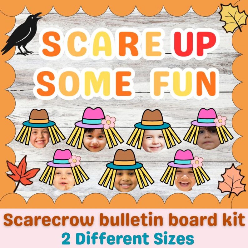 Scarecrow Bulletin Board Kit | Interactive Student Photo Craft | Fall ...