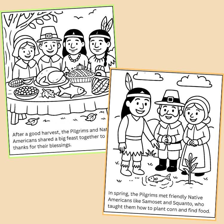 The First Thanksgiving Story Coloring Pages | November Read Aloud ...