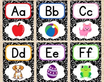 Composition Notebook Alphabet Posters With Upper Lower | Printable ...