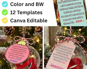 Editable Ribbon Height Ornament Poem and Gift Tags for Parents and ...