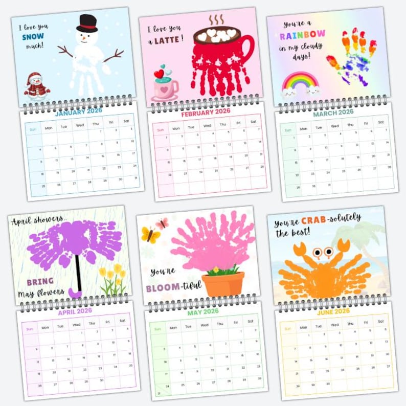 2026 Handprint Calendar for Grandparents Printable Gift From Kids ...