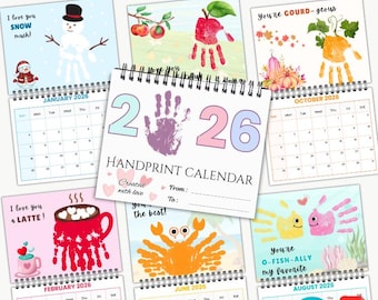 2026 Handprint Calendar for Grandparents Printable Gift From Kids ...