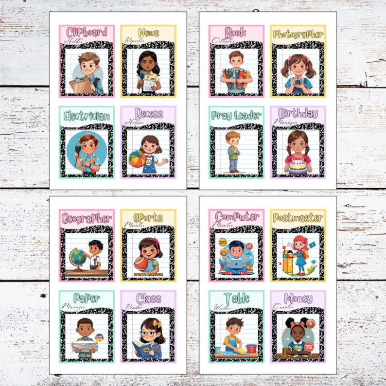 Editable Classroom Jobs Chart: Pastel Composition Notebook Theme ...