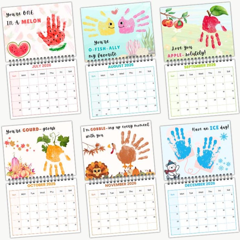 2026 Handprint Calendar for Grandparents Printable Gift From Kids ...
