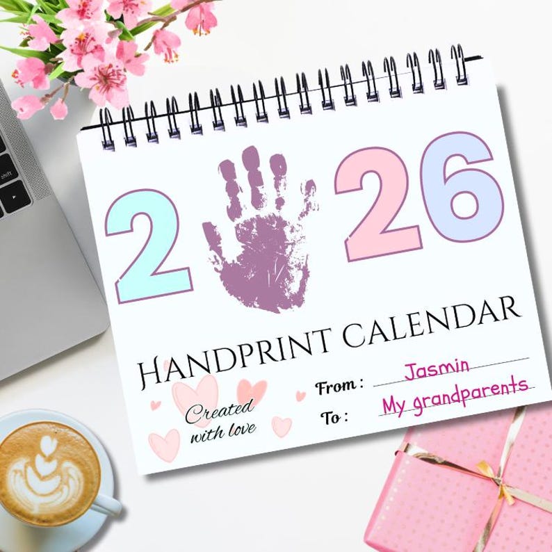 2026 Handprint Calendar for Grandparents Printable Gift From Kids ...