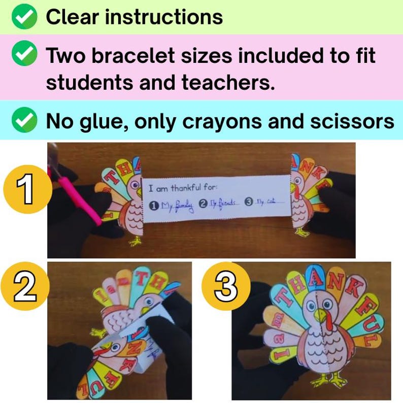 Thanksgiving Paper Bracelet | Thankful Bracelet Craft & Writing ...