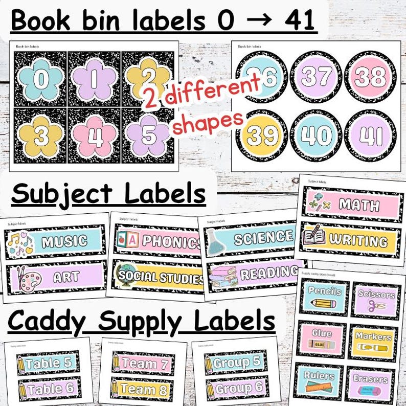 Pastel Composition Notebook Classroom Labels: Editable Teacher ...