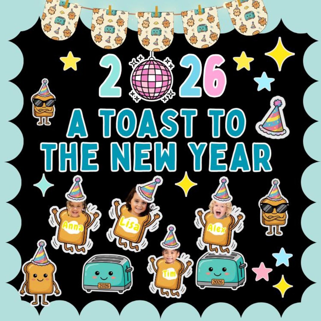 A Toast to the New Year Bulletin Board Kit | January Classroom Door ...
