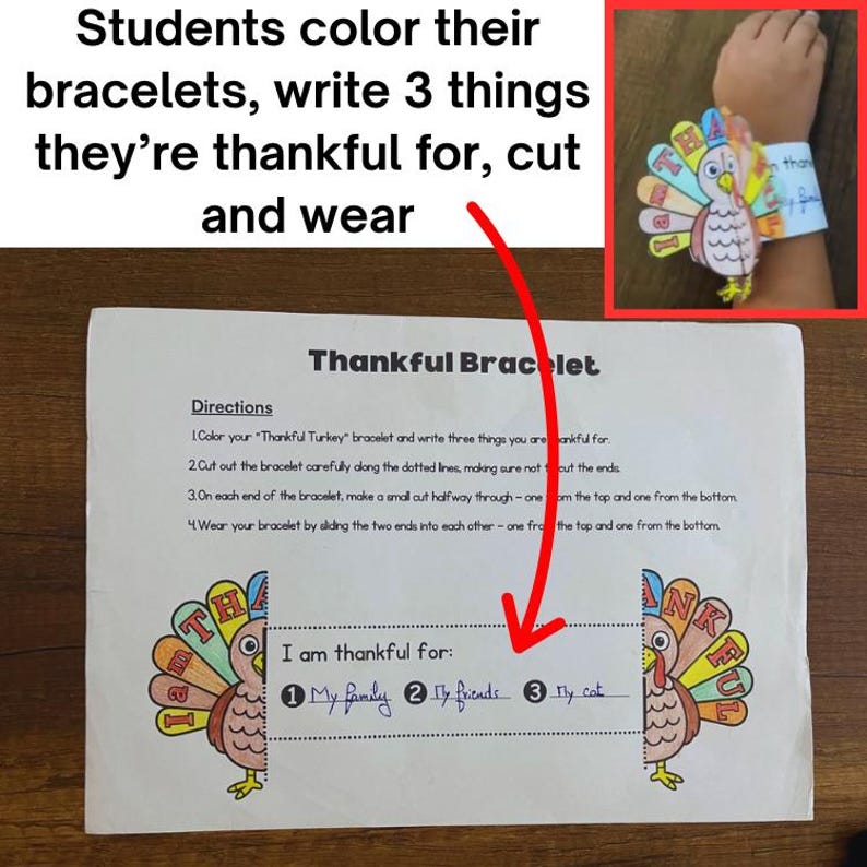 Thanksgiving Paper Bracelet | Thankful Bracelet Craft & Writing ...