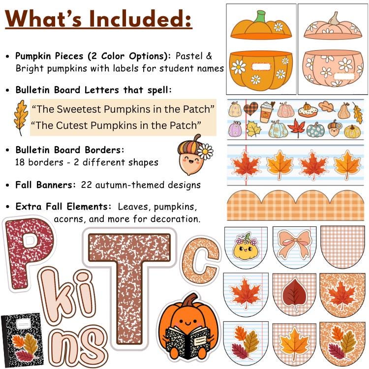 Autumn Fall Bulletin Board Kit | Thanksgiving Pumpkin Patch Student ...