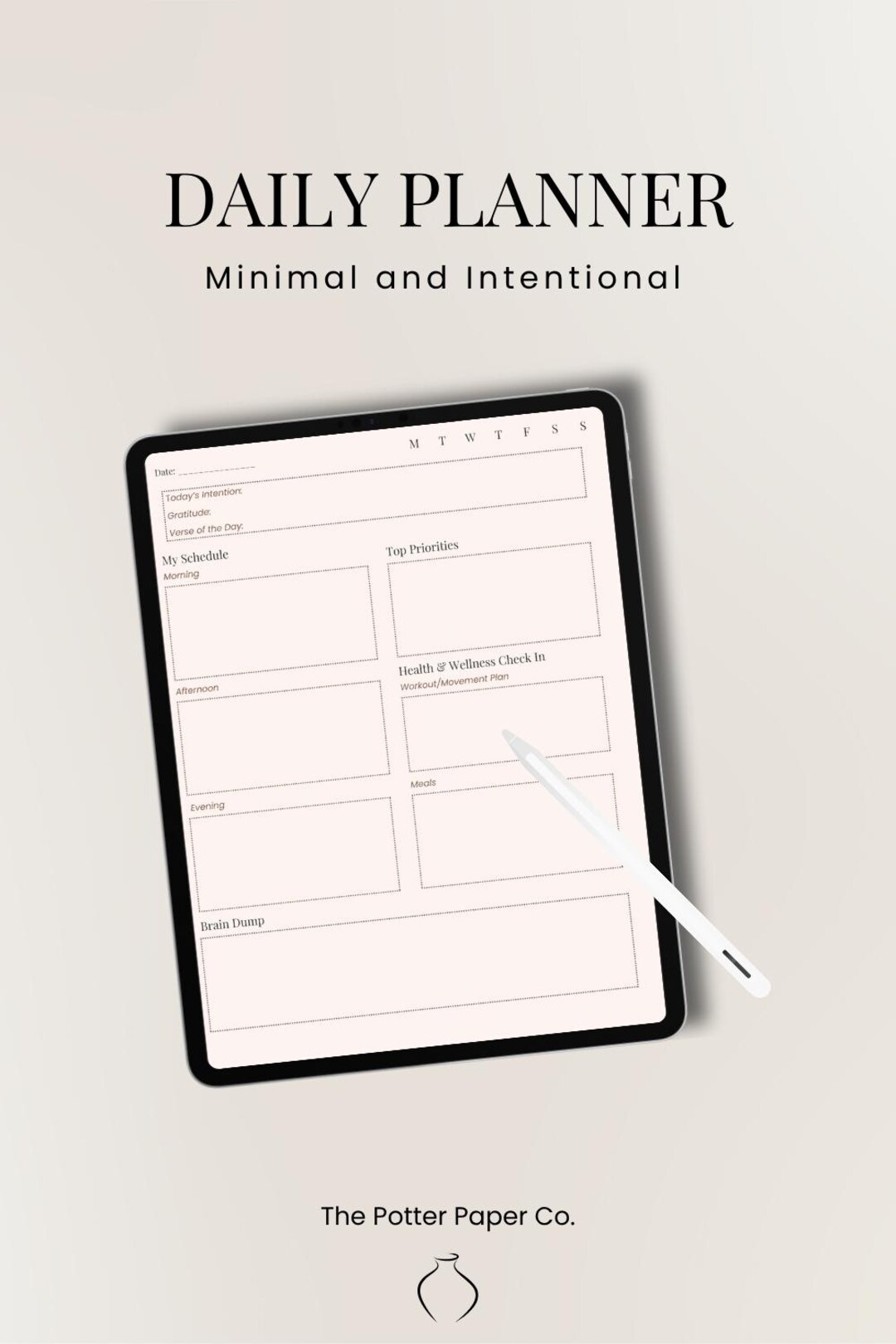 Daily Digital Planner | Minimalist PDF for iPad or Print | 3 Neutral ...