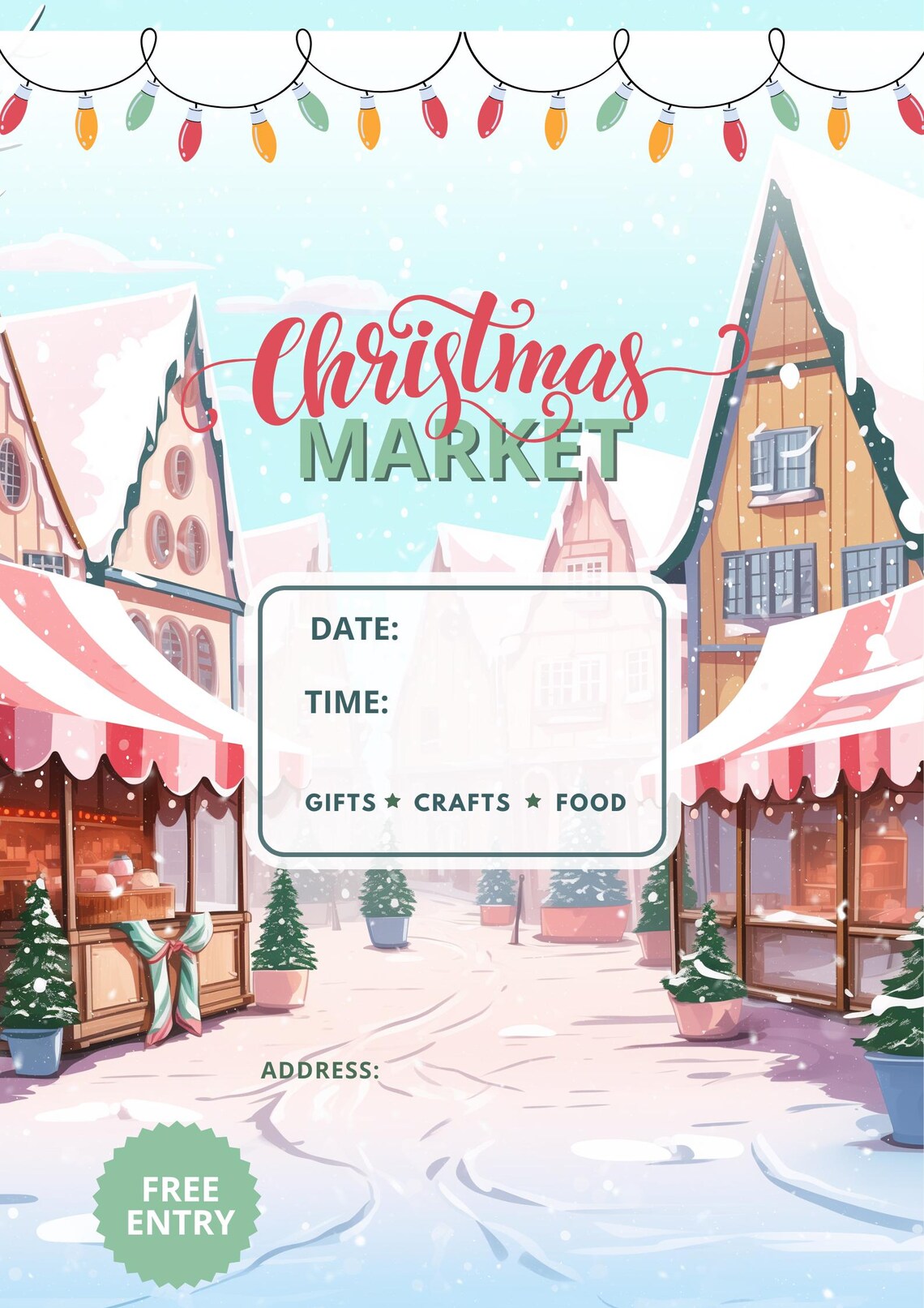 Christmas Market Poster Printable | Outdoor Festive Fair Design ...