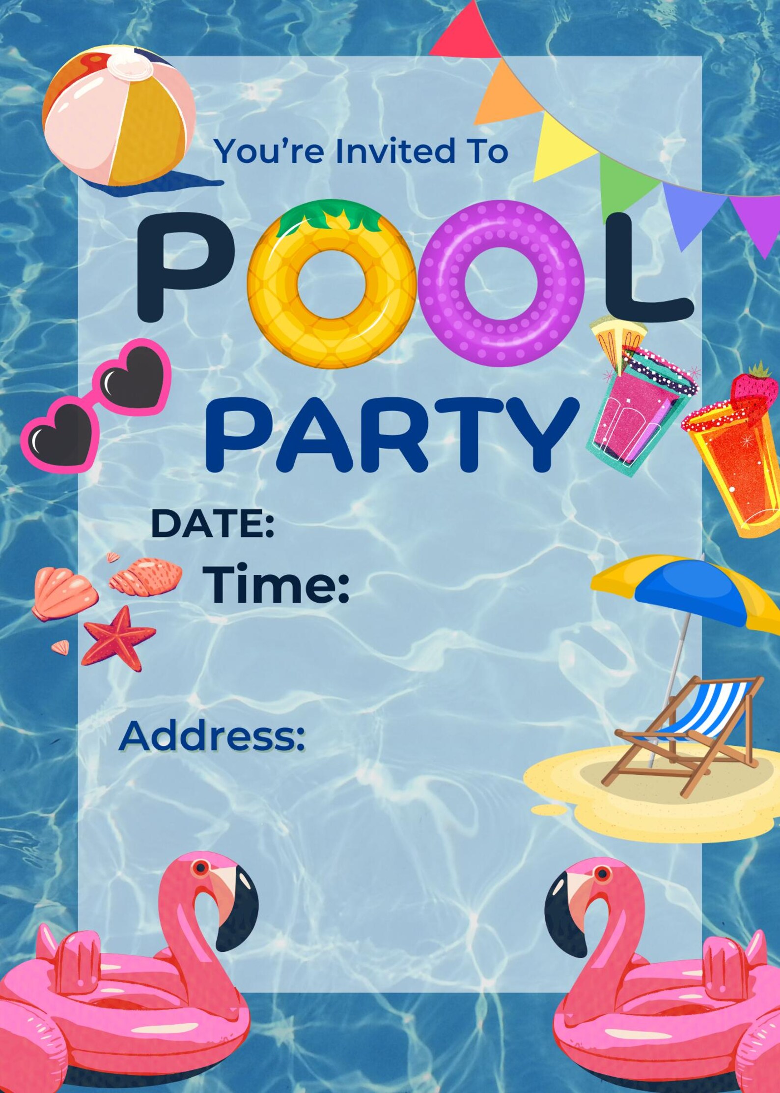 Pool Party Invitation Printable | Summer Birthday Invite | Fun Water ...