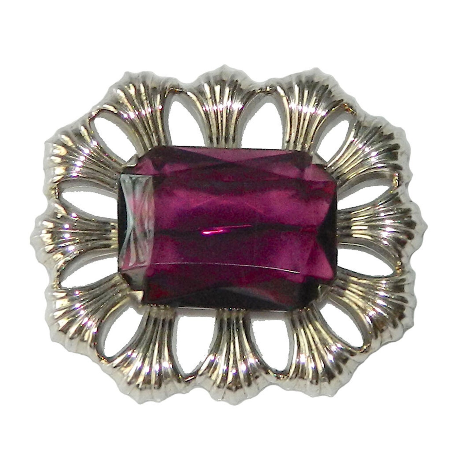 Vintage Sterling Silver Brooch with Purple Stone | Etsy