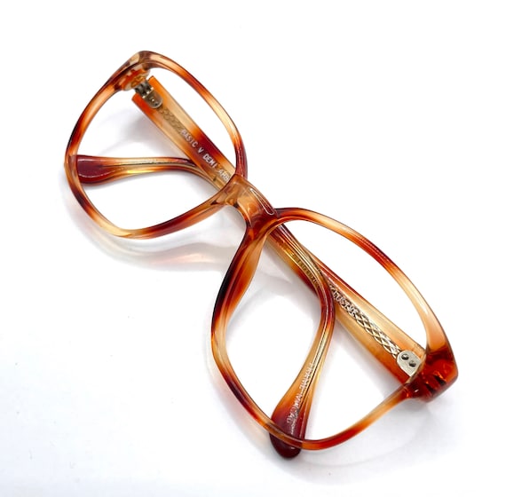 Vintage 1980s Amber Tortoise Shell Eyeglass Frames - Gem