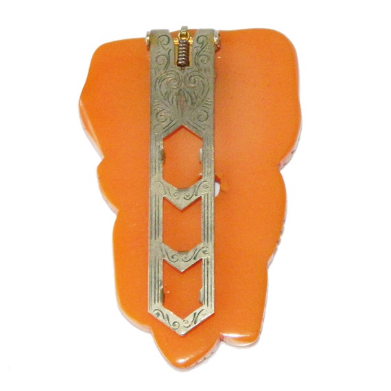 Vintage 1930s Bakelite Dress Clip Hawaiian Tiki Style - Gem