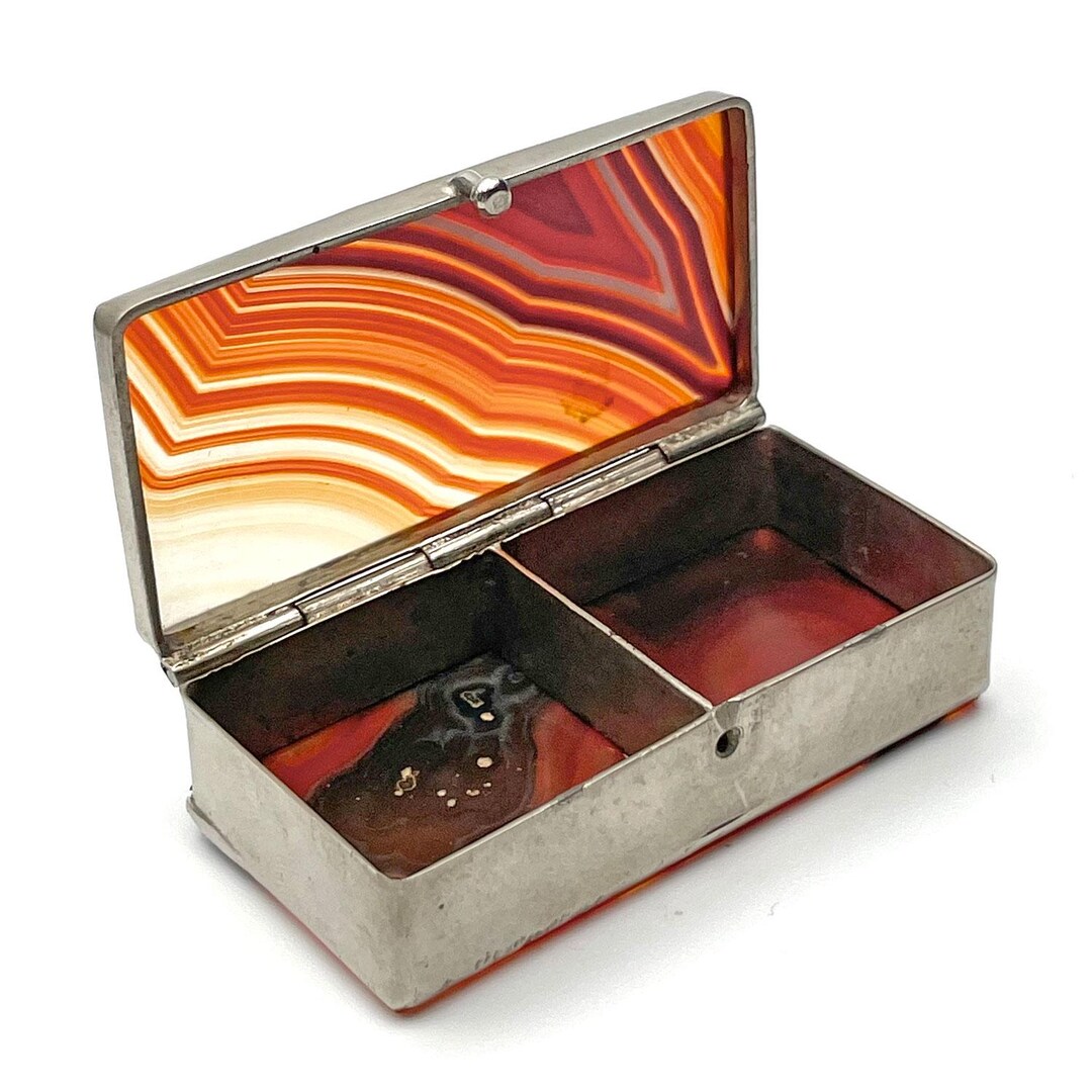 Antique Striped Agate Pill Box - Etsy