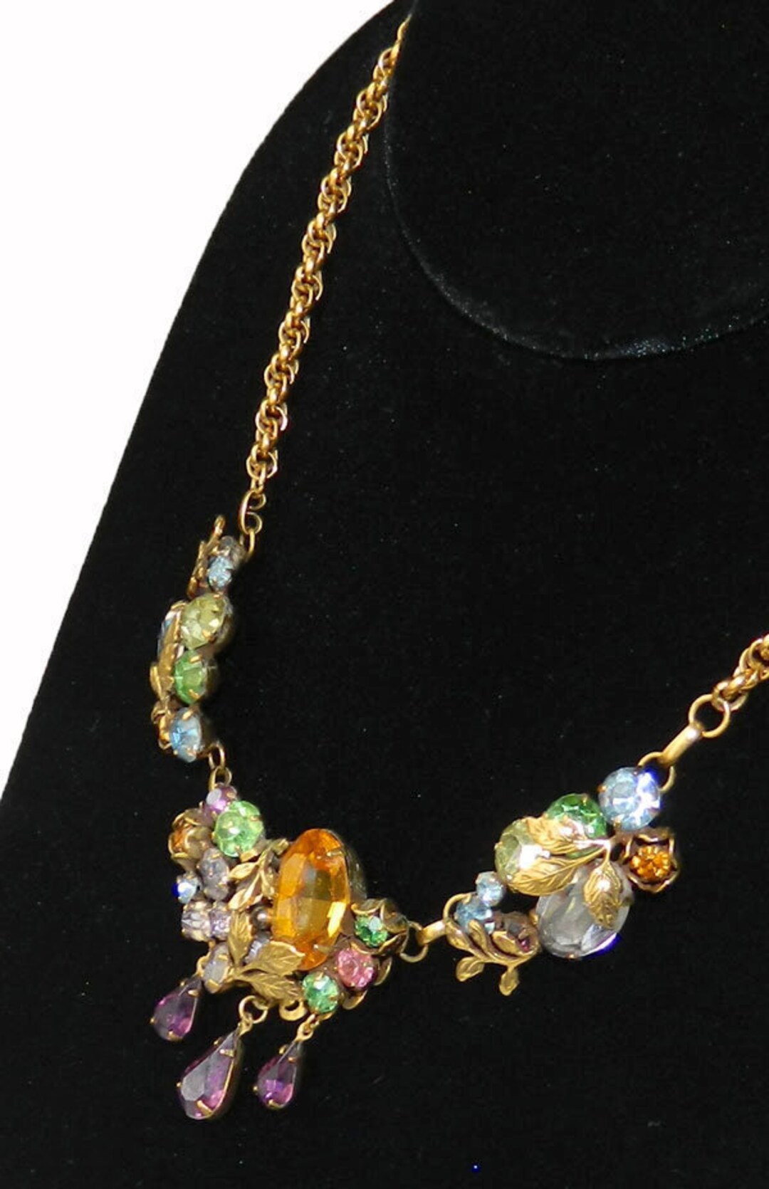 Vintage 1950s Multi Color Rhinestone Necklace - Etsy