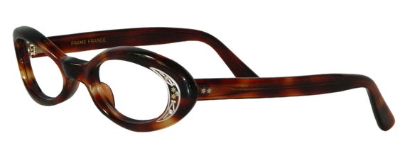 Vintage 1960s Amber Oval Tortoise Shell Eyeglass Fram… - Gem