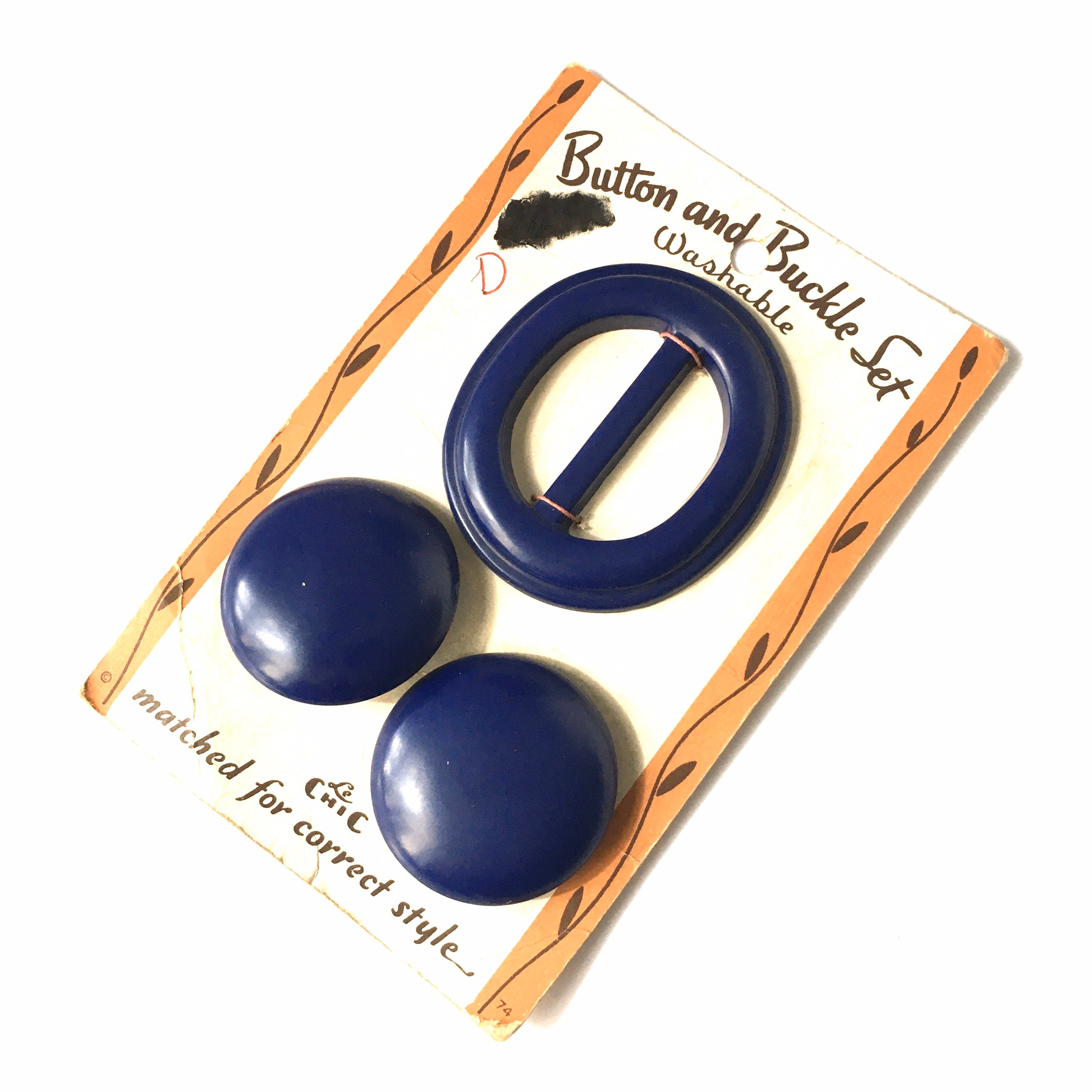 Vintage 1930s Navy Blue Belt Buckle With 2 Matching Buttons - Etsy