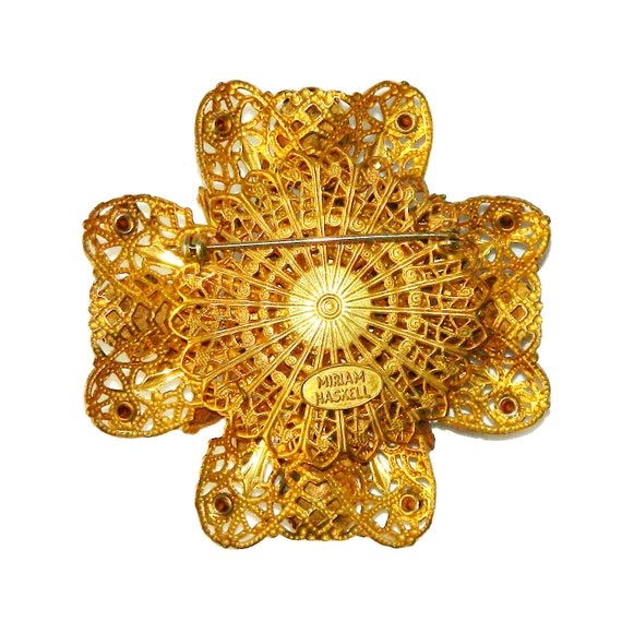 Vintage 1950s Miriam Haskell Maltese Cross Rhinestone… - Gem
