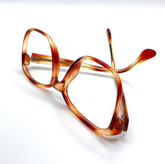 Vintage 1980s Amber Tortoise Shell Eyeglass Frames - Gem