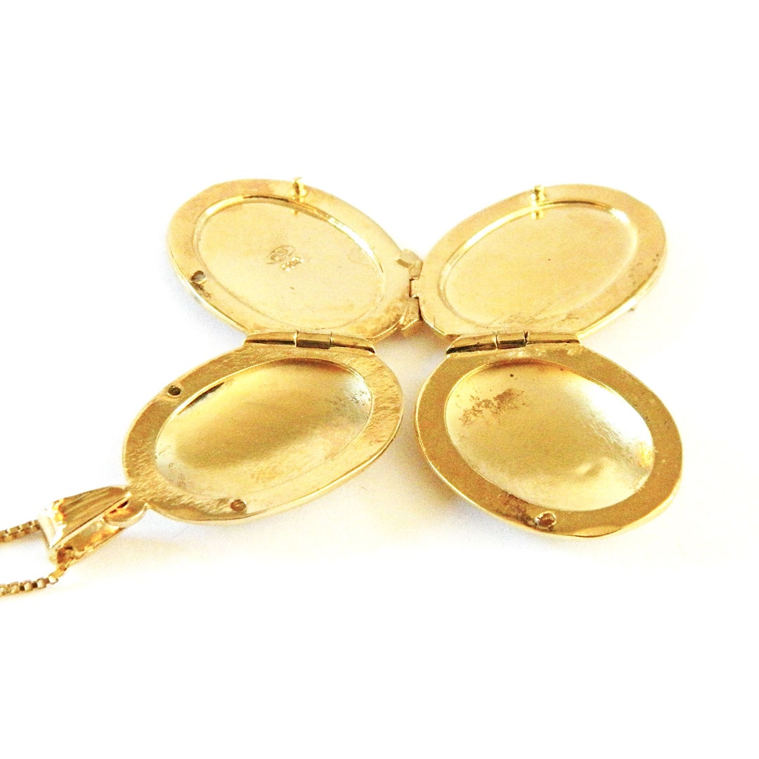 Vintage Multi Photo Sterling Silver Gold Plated Locket Pendant Necklace ...