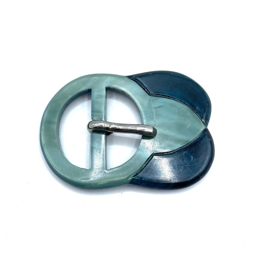 Vintage 1930s Art Deco Blue Belt Buckle - Etsy