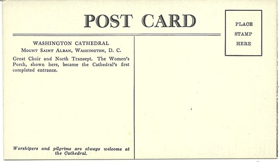 Postcards Paper Vintage 1930s Washington DC Postcard Cathedral ...