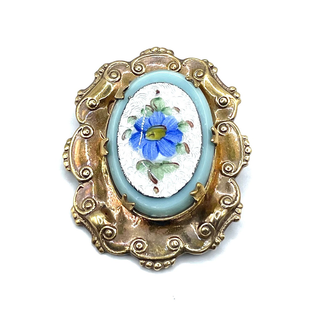Vintage 1940s Enameled Flower Brooch - Etsy