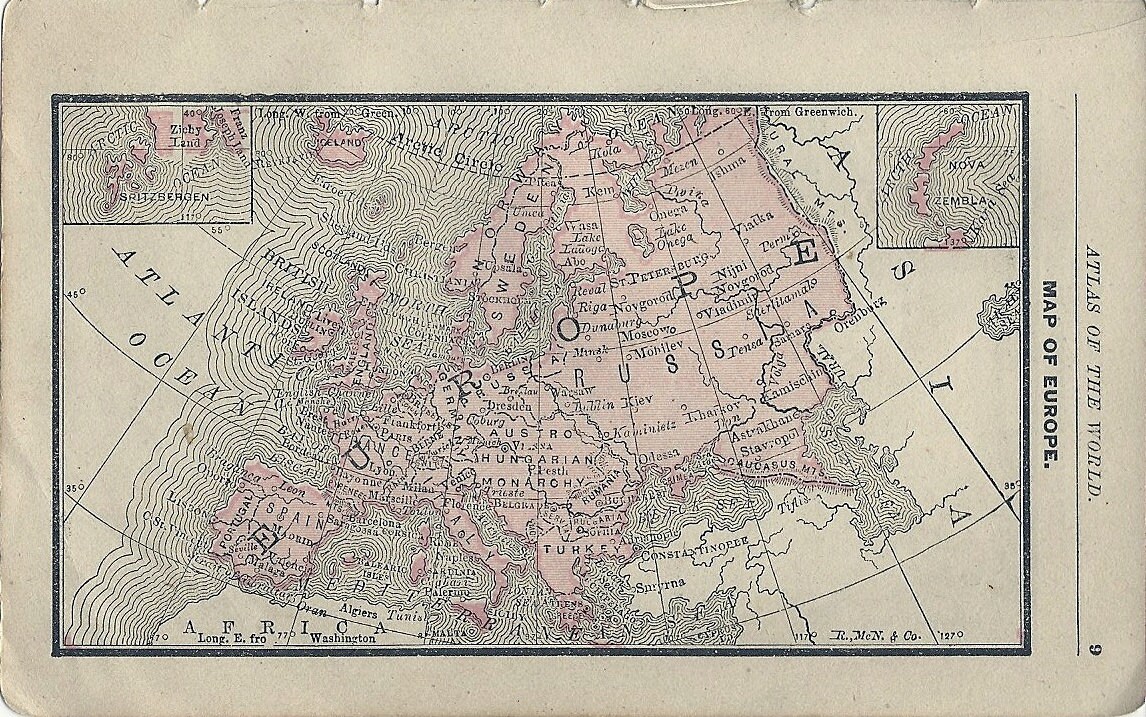 Antique Europe Mini Map Circa 1887 | Etsy