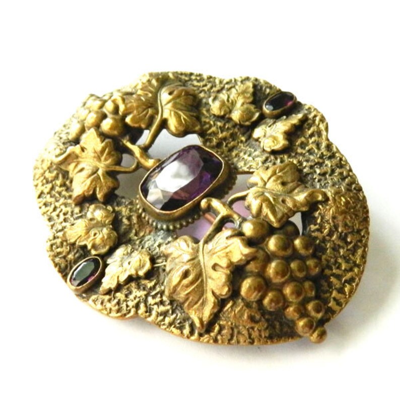 Antique Victorian Brooch Grape Vine Theme | Etsy