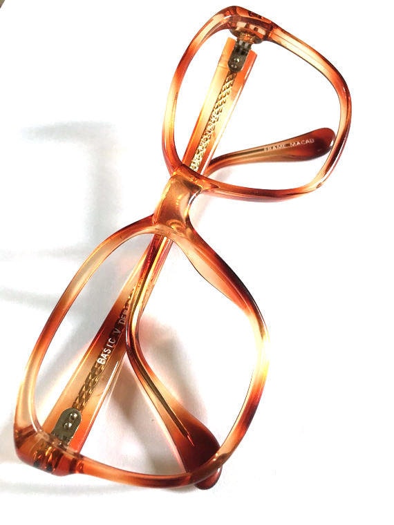 Vintage 1980s Amber Tortoise Shell Eyeglass Frames - Gem