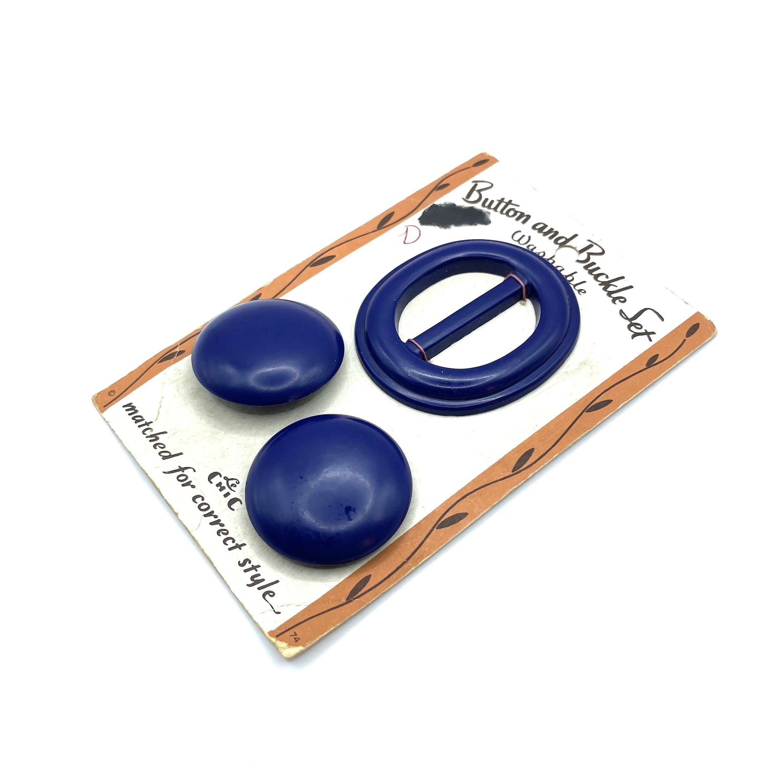Vintage 1930s Navy Blue Belt Buckle With 2 Matching Buttons - Etsy