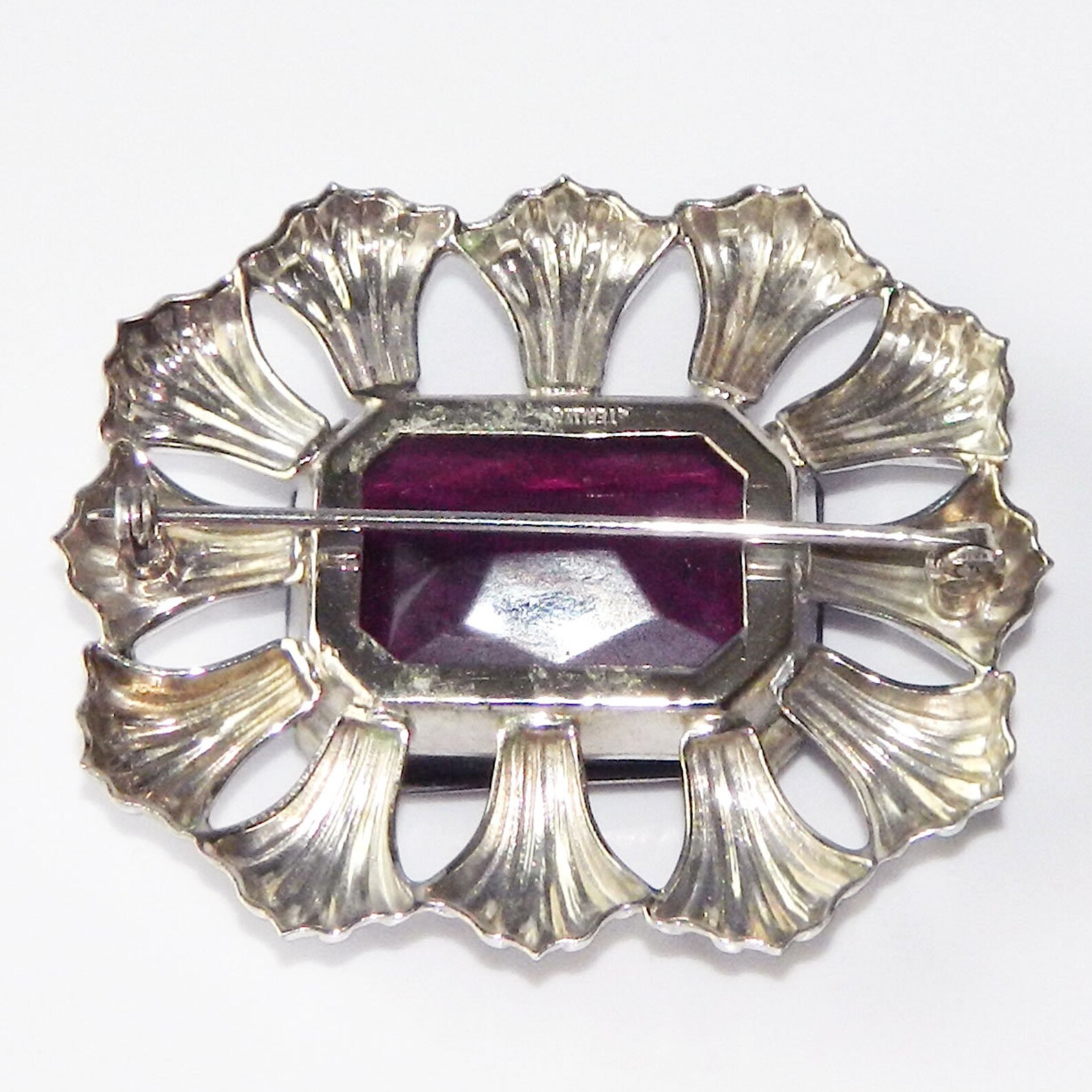 Vintage Sterling Silver Brooch with Purple Stone | Etsy